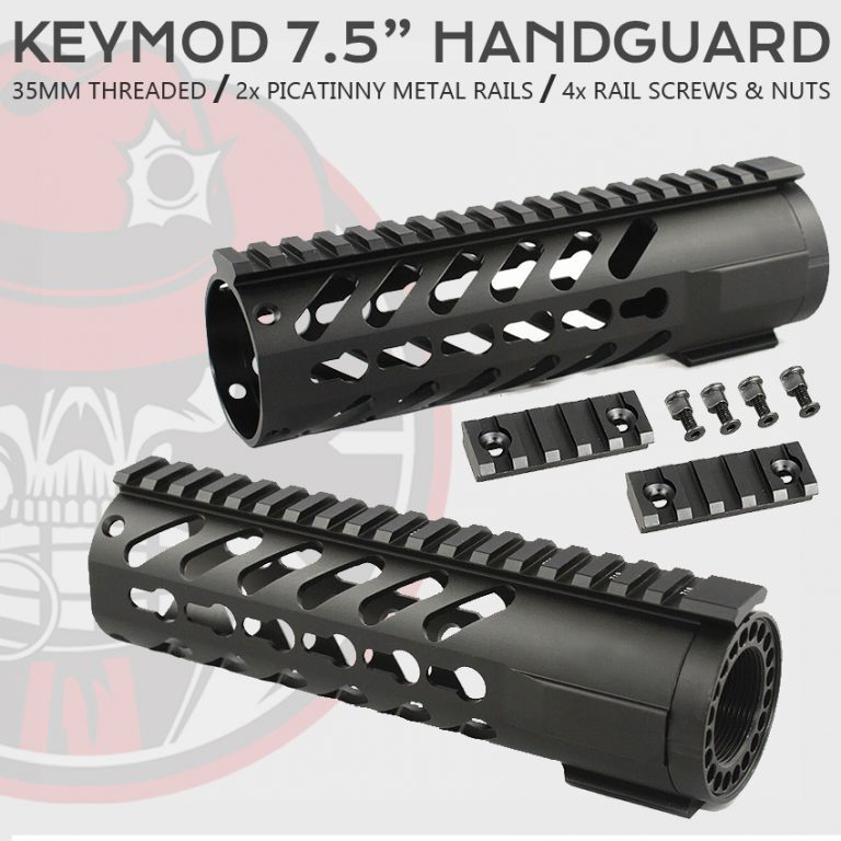 JM9 / V2 Metal 7.5″ 7 INCH Keymod Handguard with Threaded Barrel Nut ...